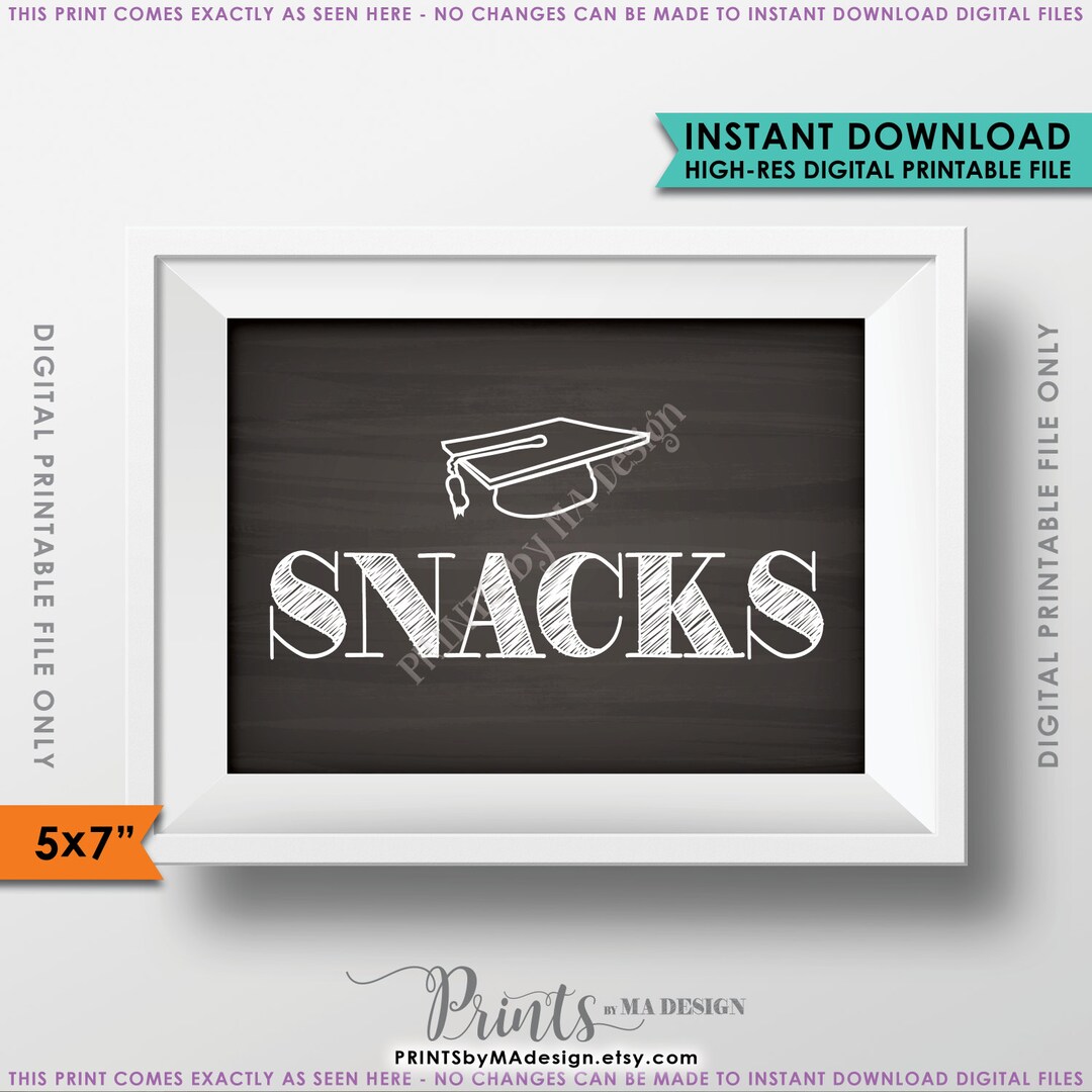 Snacks Sign, Graduation Party Snacks, Graduation Sign, Graduation Party ...