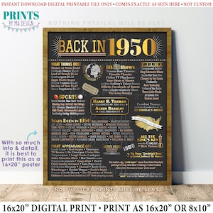 Back in 1950 Poster Board, Flashback to 1950, Remember the Year 1950 ...