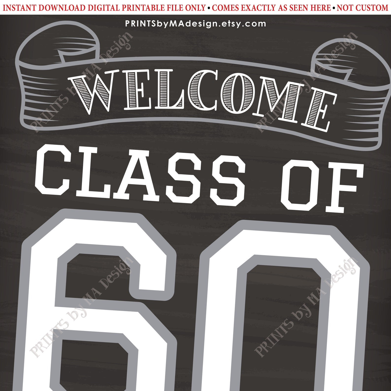 Class of 60 Sign, Welcome Class of 1960 Reunion Decoration, Chalkboard ...