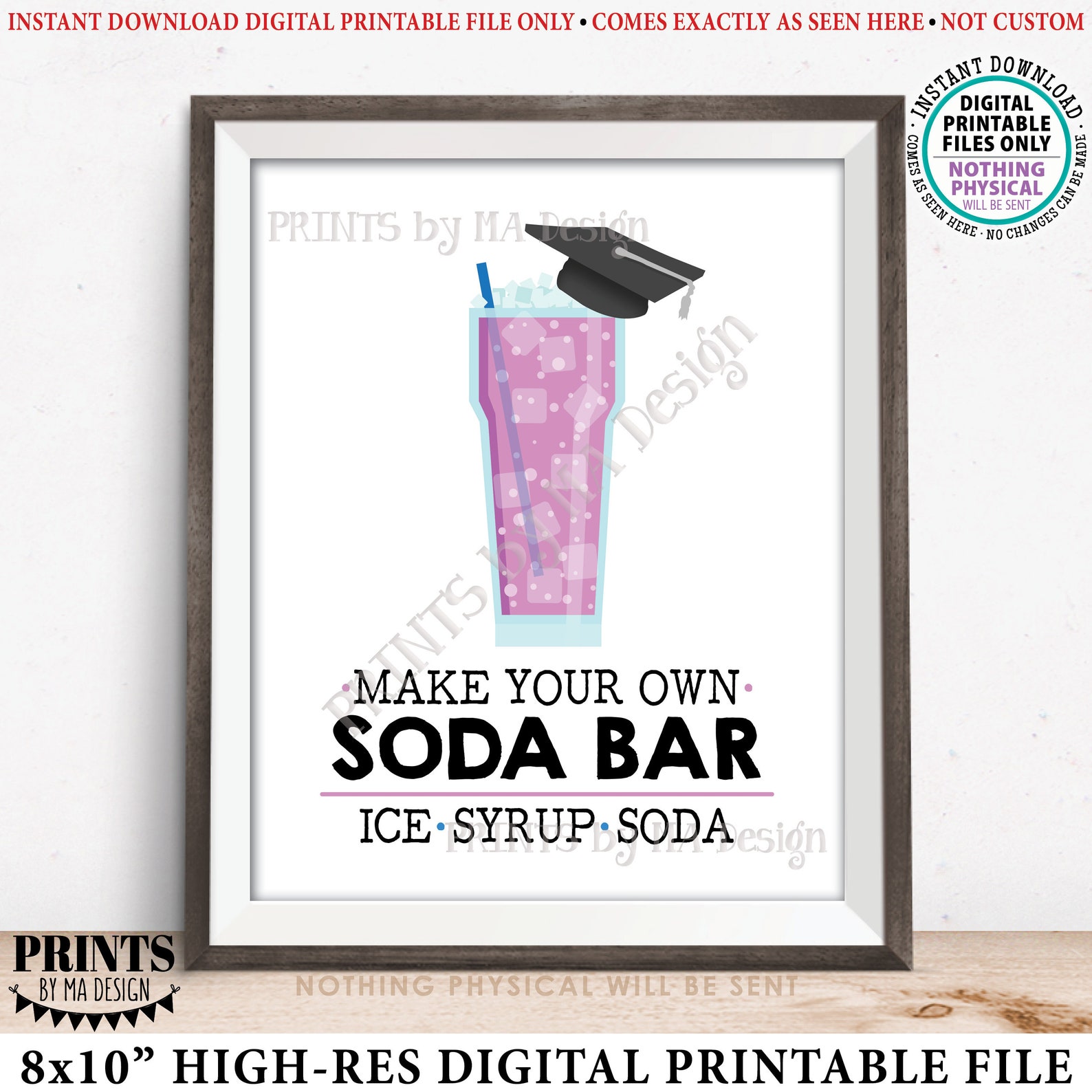Graduation Soda Bar Sign, Make Your Own Soda, Ice Syrup Soda, Beverage ...