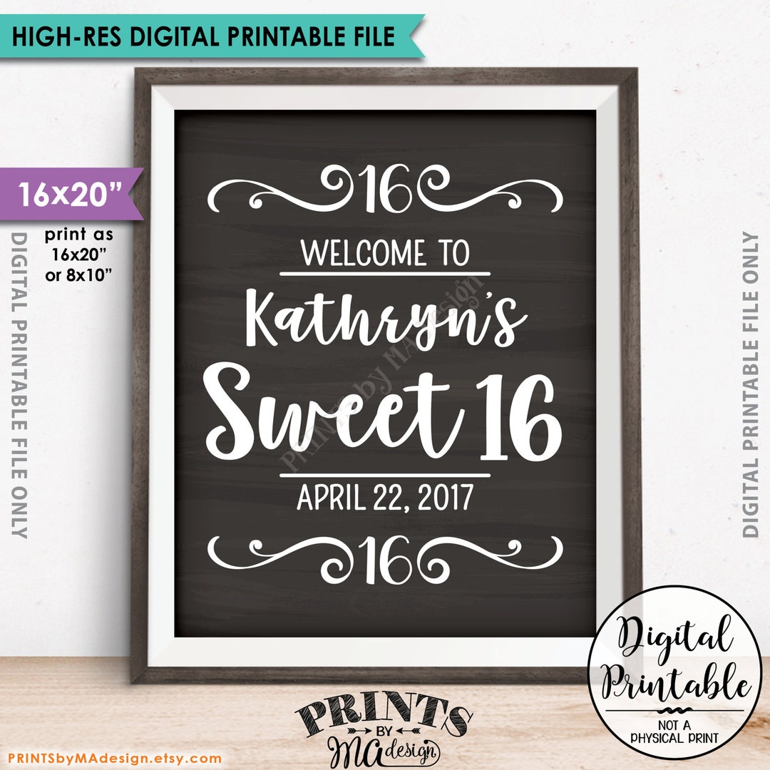 Sweet 16 Sign, Custom Sweet Sixteen Welcome Sign, Sixteenth Birthday ...