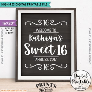 Sweet 16 Sign, Custom Sweet Sixteen Welcome Sign, Sixteenth Birthday ...