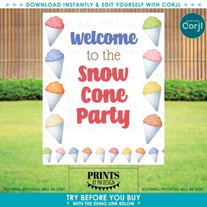 Editable Snow Cone Sign, One Custom PRINTABLE 8x10/16x20” Portrait Sign ...