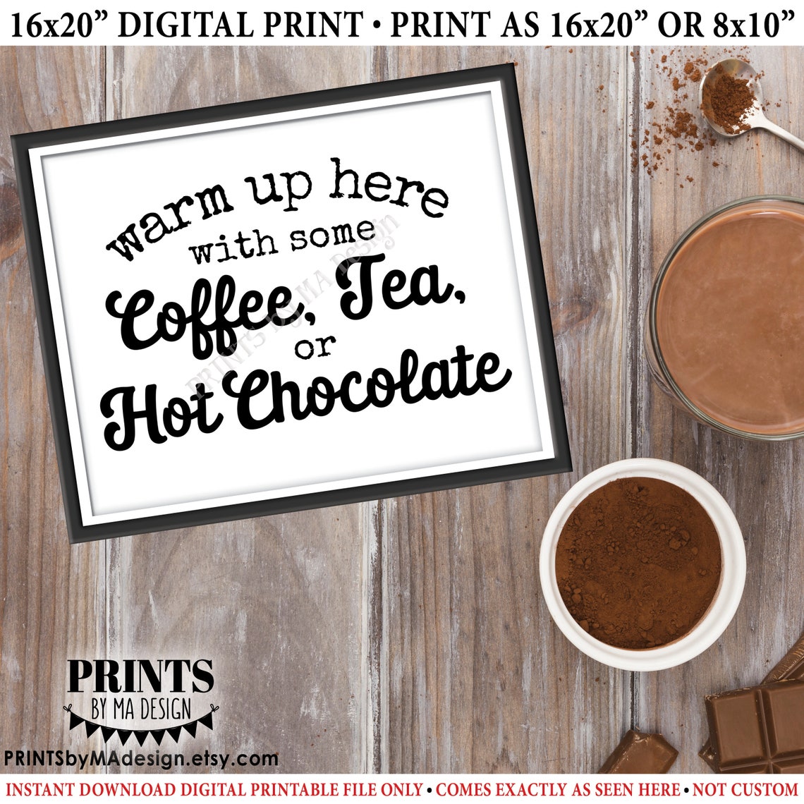 Coffee Tea or Hot Chocolate Sign Warm up Here With Some Hot - Etsy