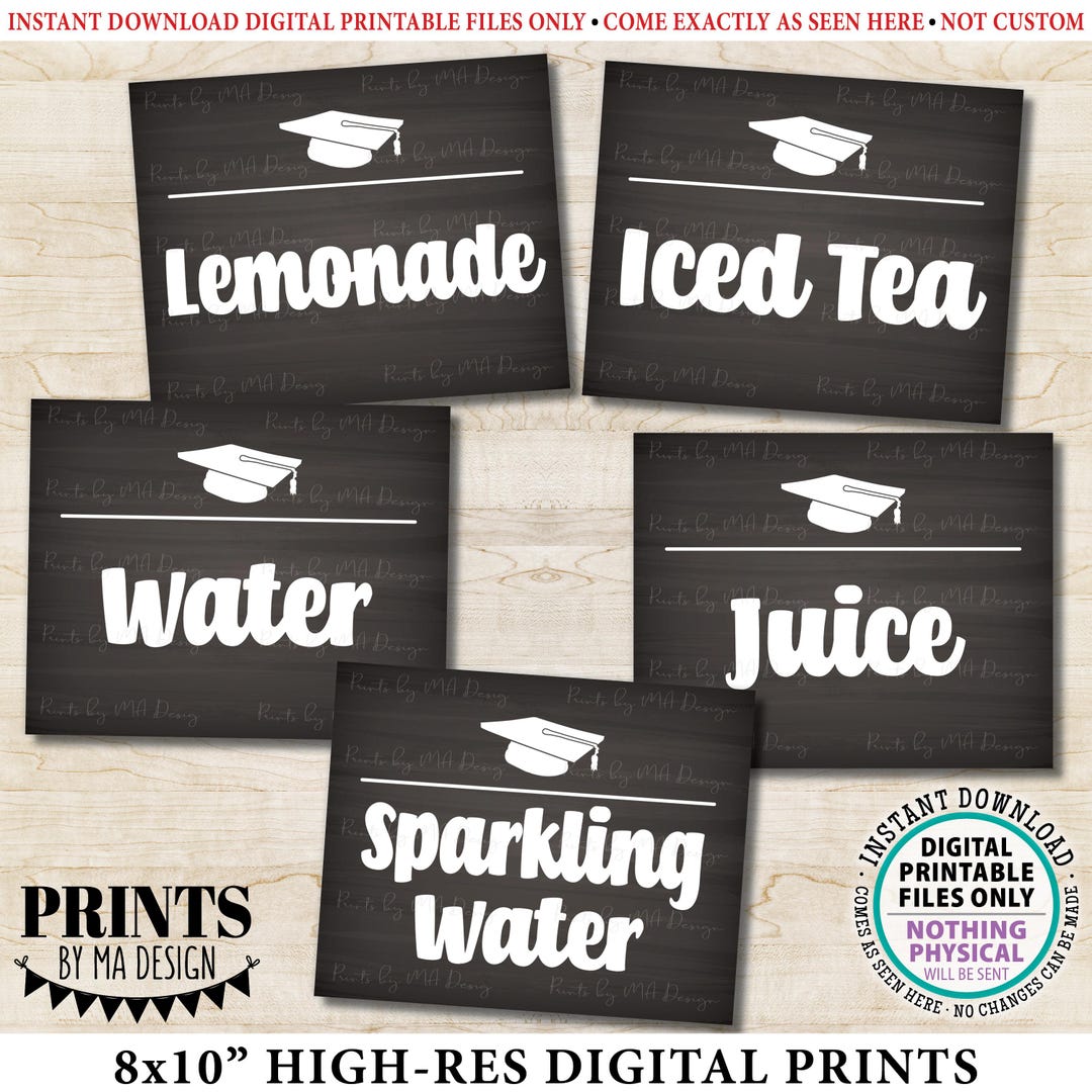 Beverage Station Signs, Graduation Party Drinks, Sparkling Water Iced ...