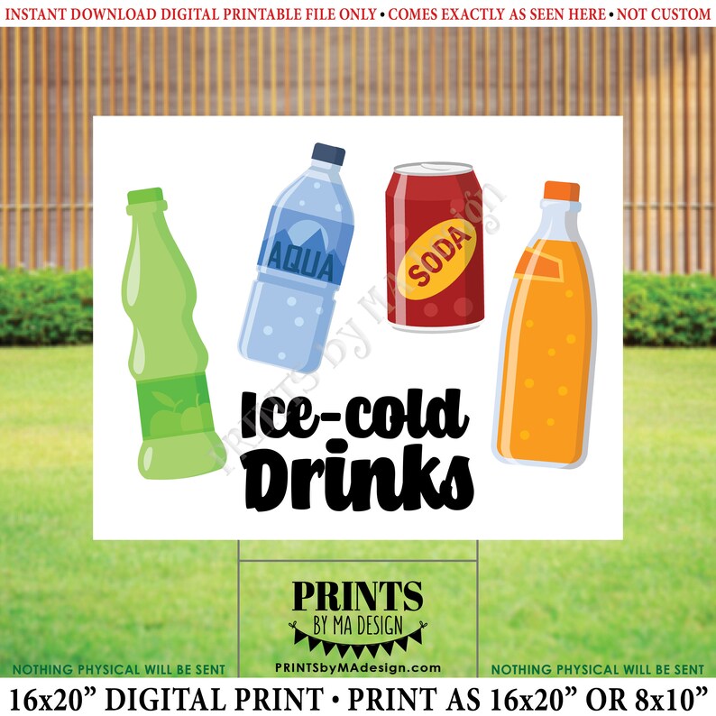 Ice Cold Drinks Sign School Concession Stand Sports - Etsy