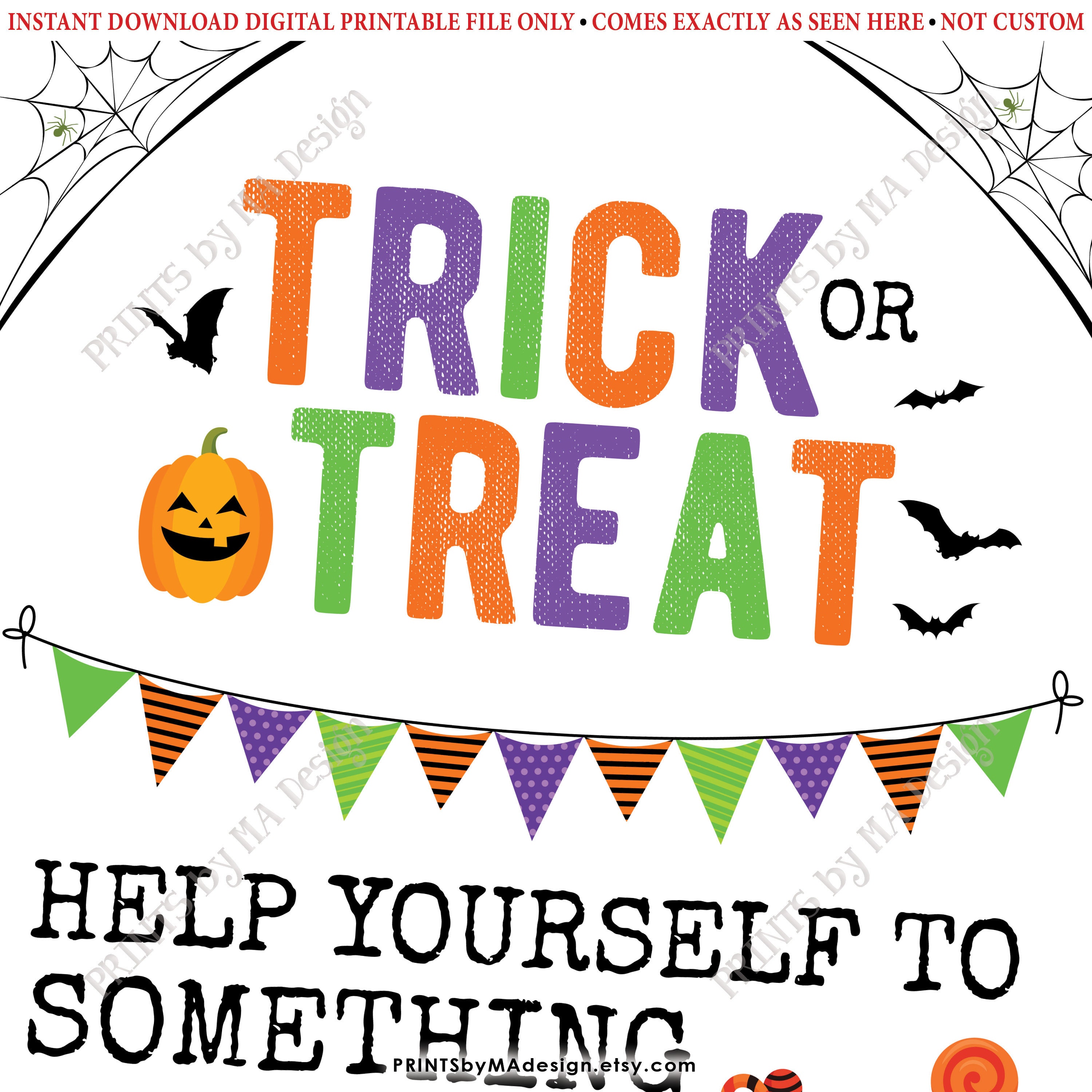 Trick or Treat Help Yourself to Something Sweet Treat Sign - Etsy