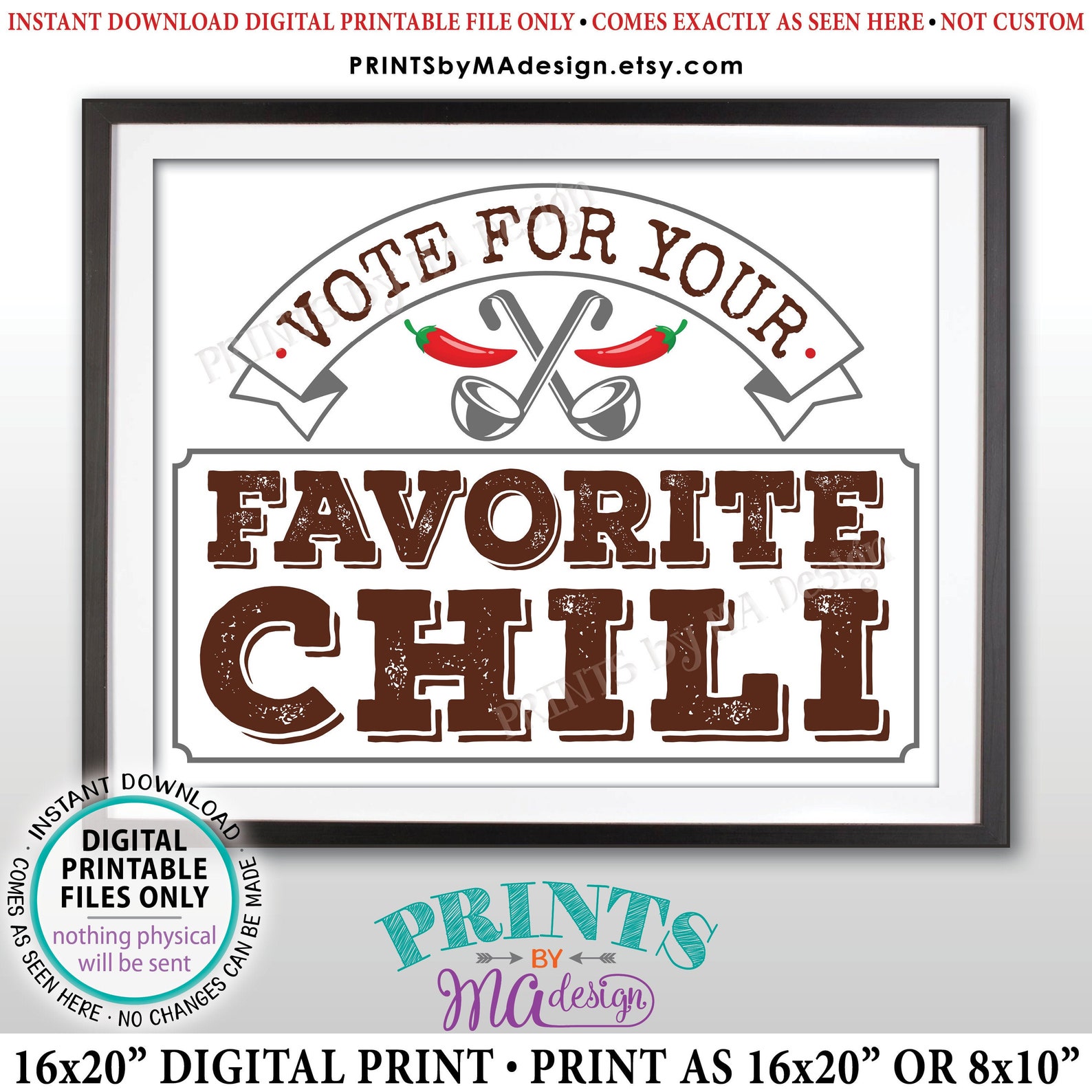 Vote for Your Favorite Chili Sign Chili Voting PRINTABLE - Etsy