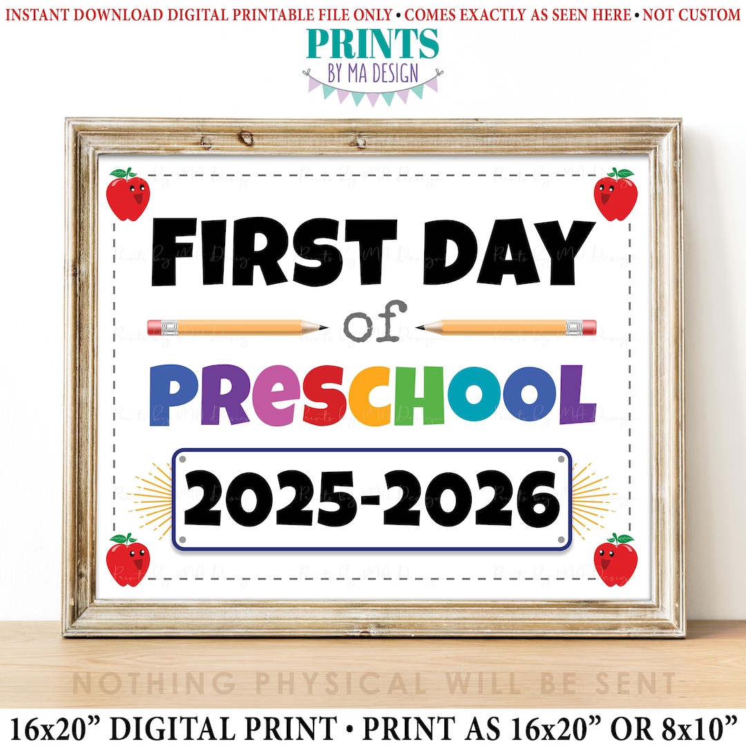 First Day of School Sign, Preschooler, Starting Preschool, Pre-k, 2025 ...