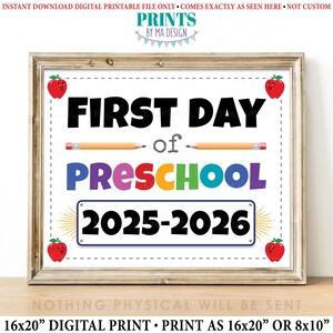 First Day of School Sign, Preschooler, Starting Preschool, Pre-k, 2025 ...