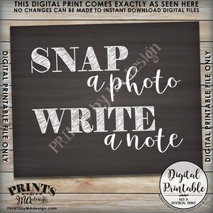 Snap a Photo and Write a Note Sign, Take a Photo Guestbook, Birthday ...