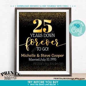 Years Down Forever to Go Anniversary Party Sign, Any Year, Custom ...