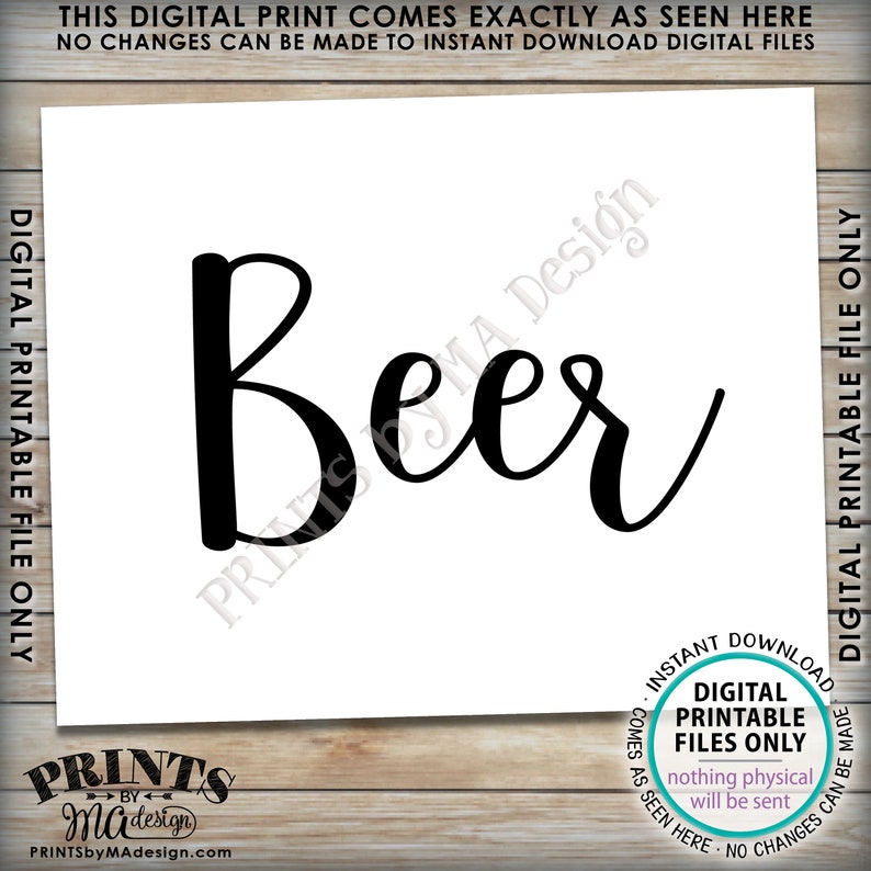 Beer Sign, Beverage Station, Drinks Sign, Wedding Bar Display, Birthday ...