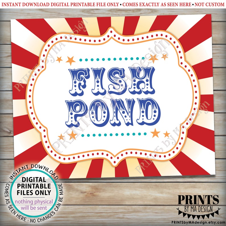 Fish Pond Sign, Carnival Activities Sign, Carnival/circus Party Games ...