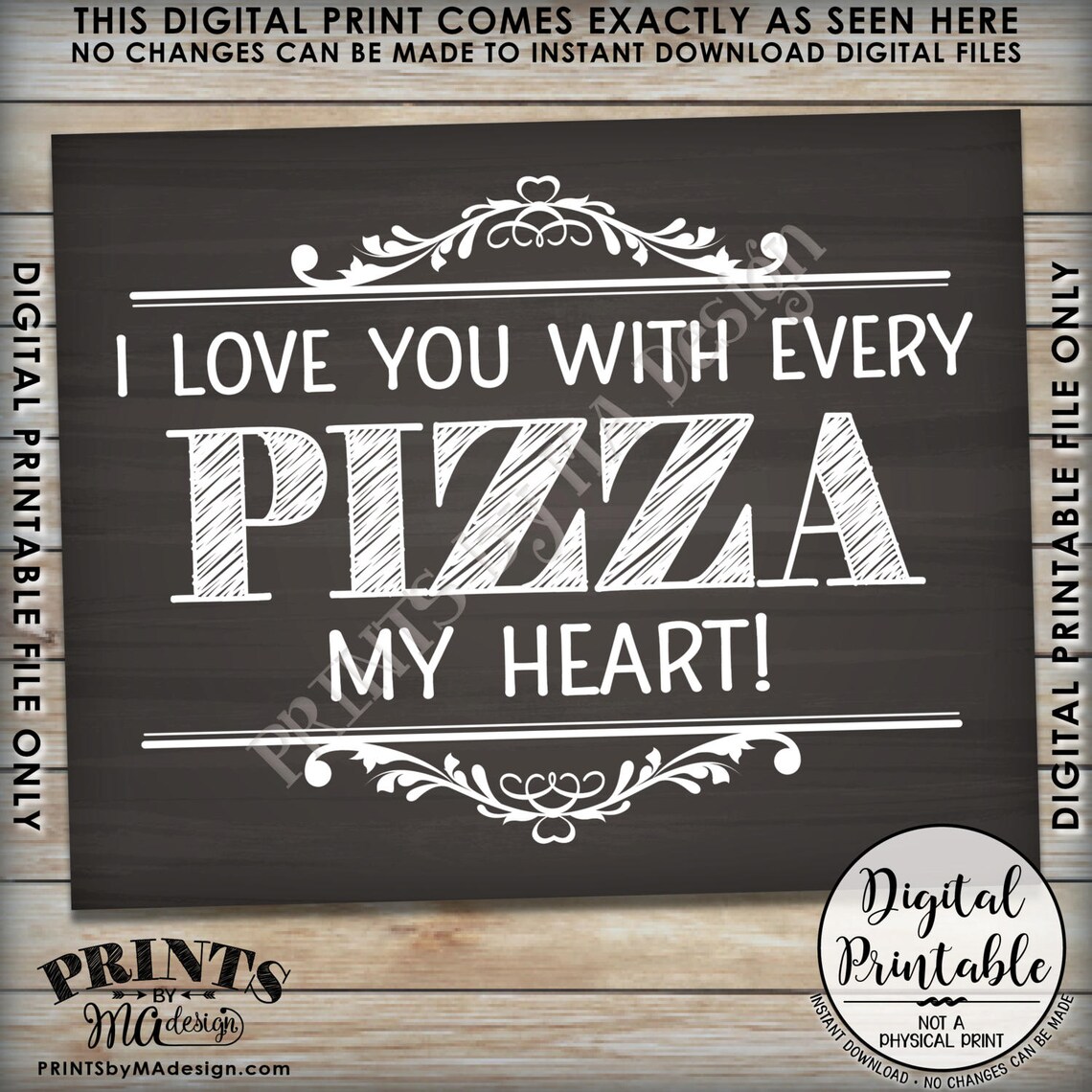 Pizza Sign I love You with every Pizza my Heart Pizza Party | Etsy