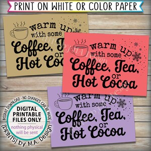 Coffee Tea or Hot Cocoa Sign, Warm up With Some Hot Beverage Station ...