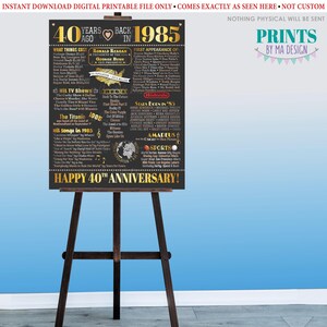 40th Anniversary Poster Board, Back in 1985 Flashback 40 Years, Married ...