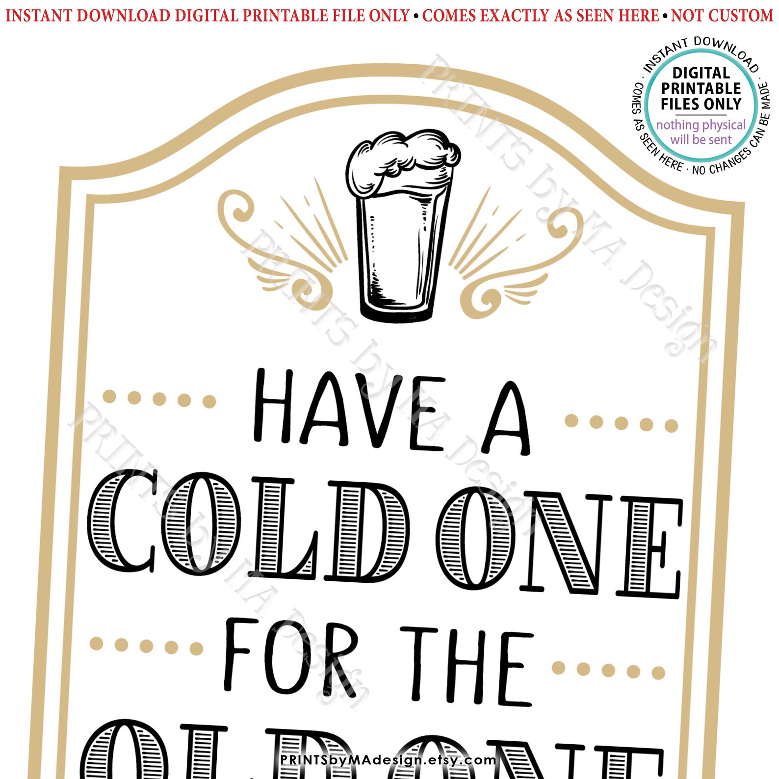 Beer Birthday Sign Have a Cold One for the Old One Cheers & | Etsy