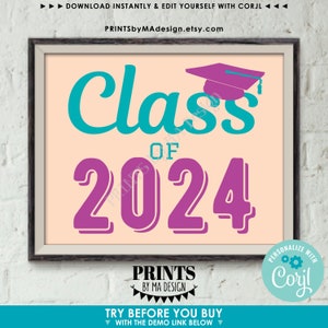 Editable Class of Year Sign, Any Year, Custom Colors, PRINTABLE 8x10 ...