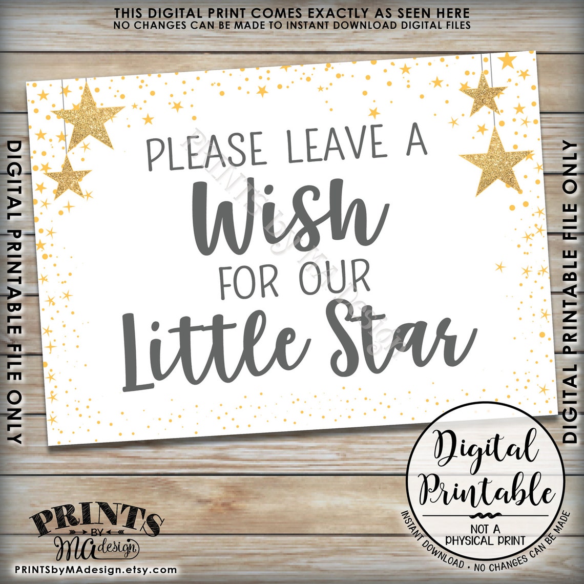 Well Wishes for Baby Shower Sign, Share a Wish Gray Text Baby Shower ...
