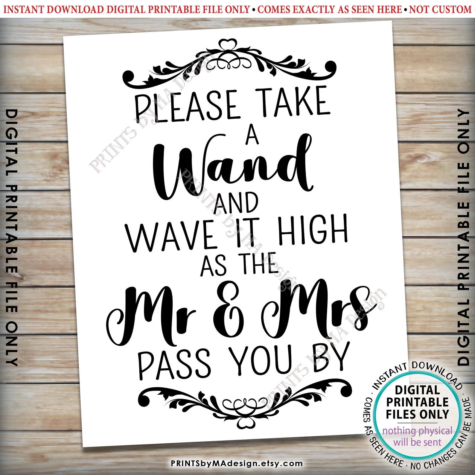 Take a Wand Sign, Please Take a Wand and Wave It High as the Mr & Mrs ...