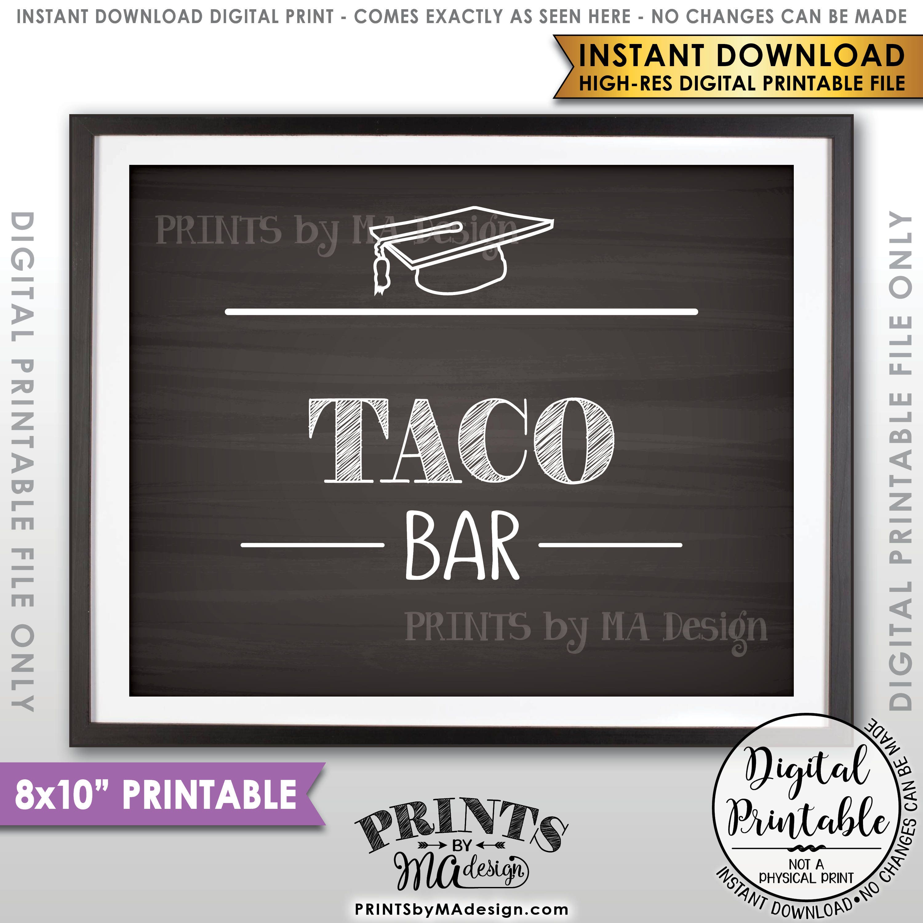 Taco Bar Sign Taco Sign Graduation Party Food Build Your | Etsy