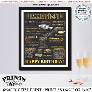Back in 1941 Birthday Poster Board, Flashback to 1941 Birthday ...
