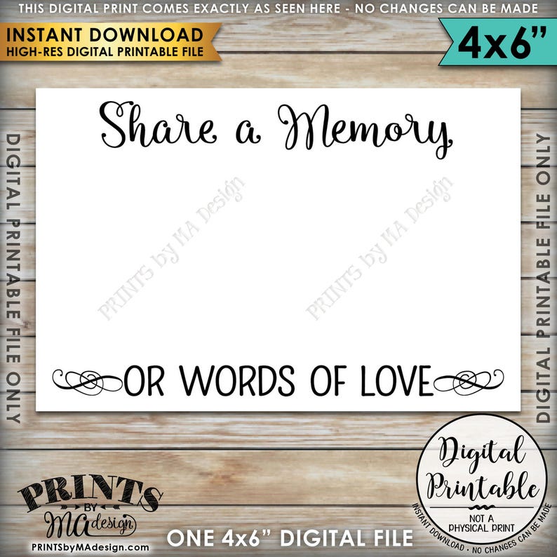 Share a Memory Card, Share Memories, Write a Memory, Please Leave a ...