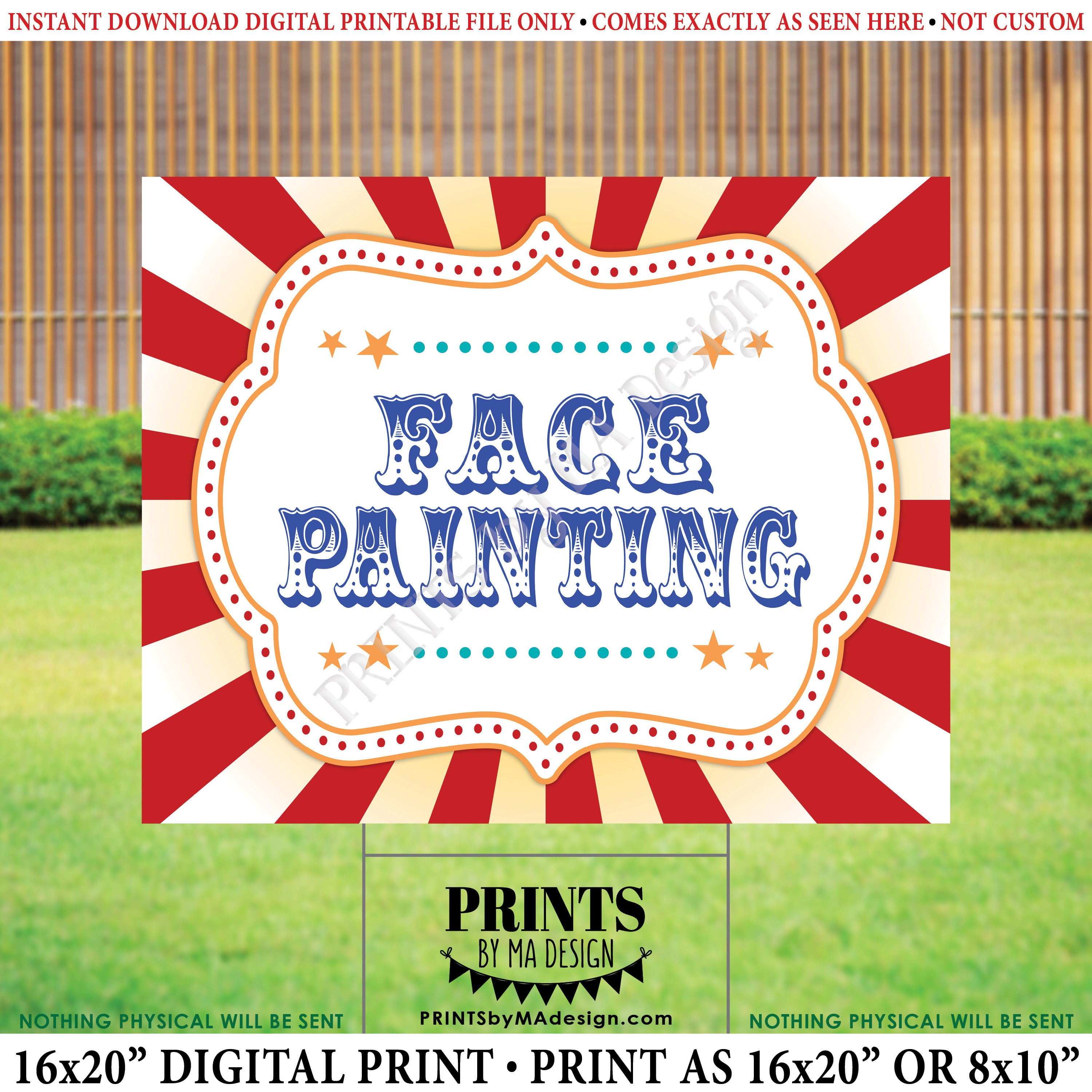 Carnival Party Face Painting Sign, Circus Activities, Birthday Party ...