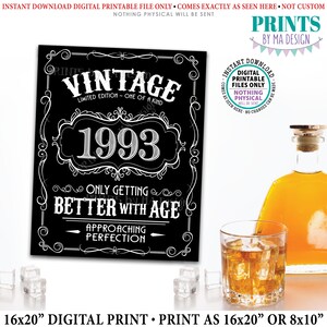 1993 Birthday Sign, Vintage Better With Age Poster, Whiskey Theme ...