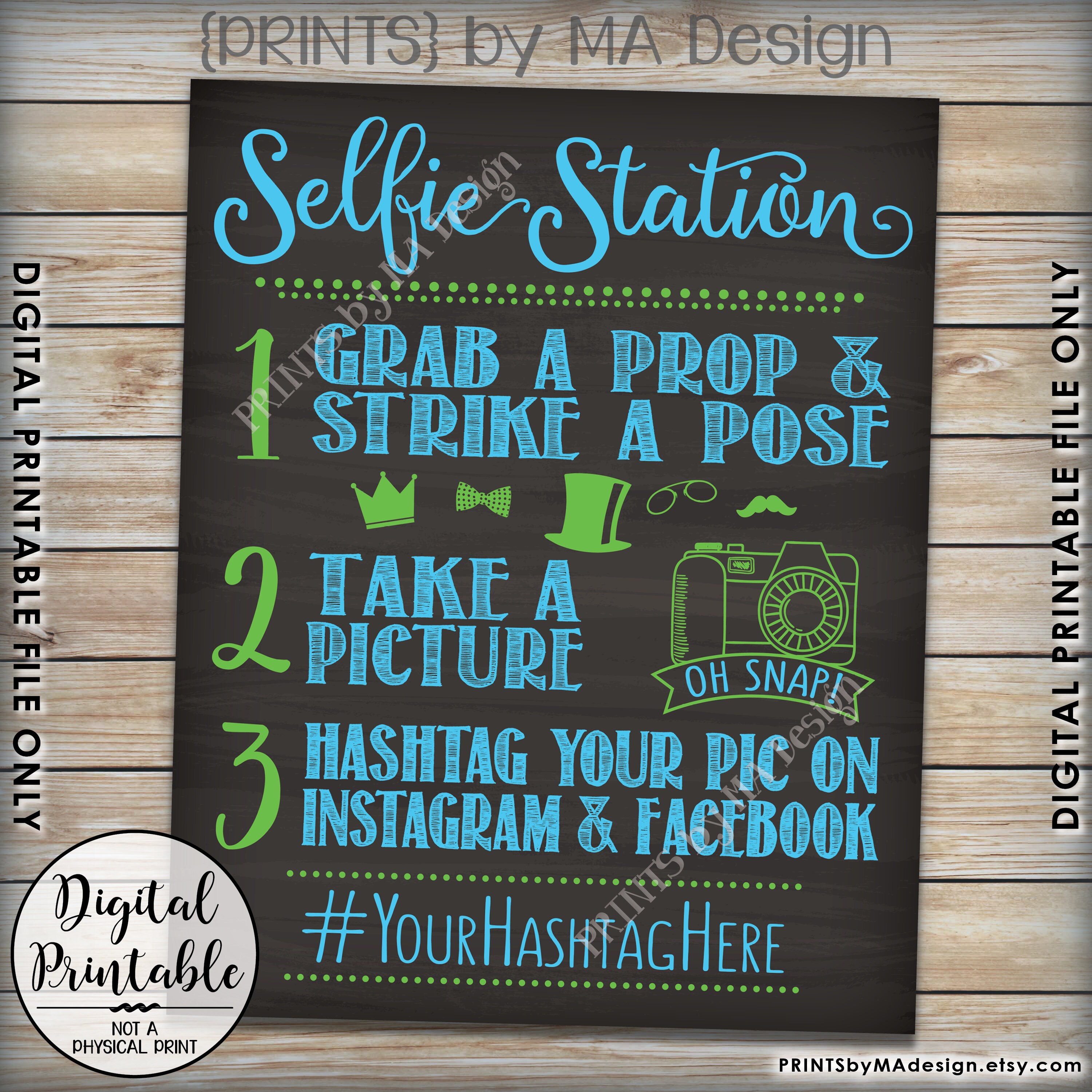 Selfie Station Sign, Share Pics on Social Media, Tag on Instagram ...