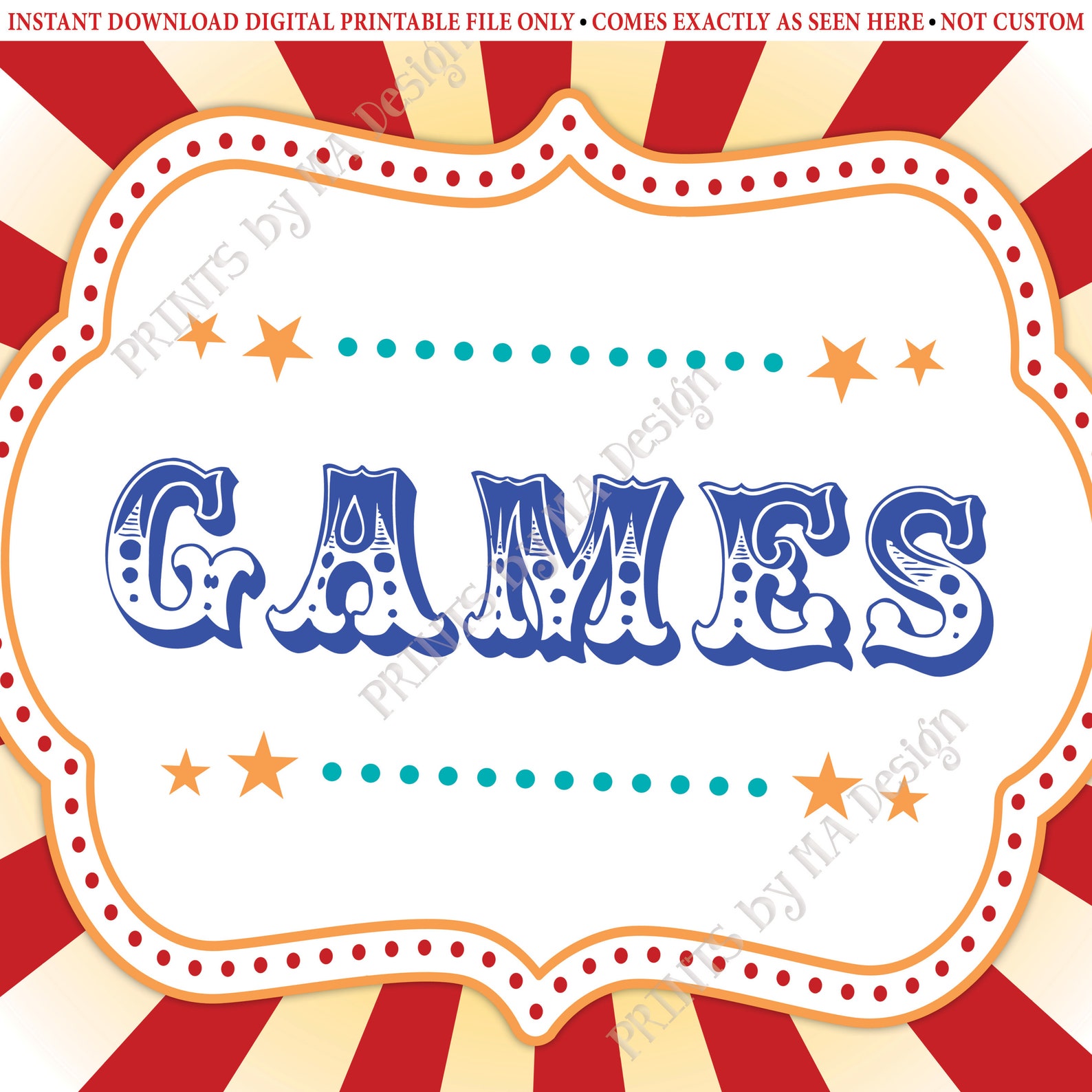 Carnival Games Sign Circus Festival Birthday Party | Etsy