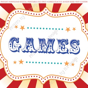 Carnival Games Sign, Circus, Festival, Birthday Party Activities, Event ...