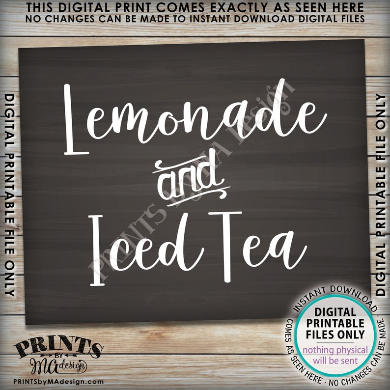 Lemonade & Iced Tea Sign, Ice Tea and Lemonade, Non-alcoholic Drinks ...