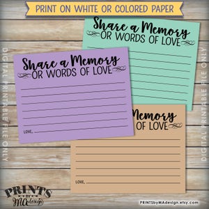 Share a Memory Card, Share Memories, Write a Memory, Please Leave a ...