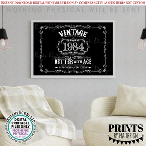 1984 Birthday Sign, Vintage Better With Age Poster, Whiskey Theme ...