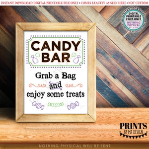 Halloween Candy Bar Sign, Grab a Bag and Enjoy Some Treats, Halloween ...