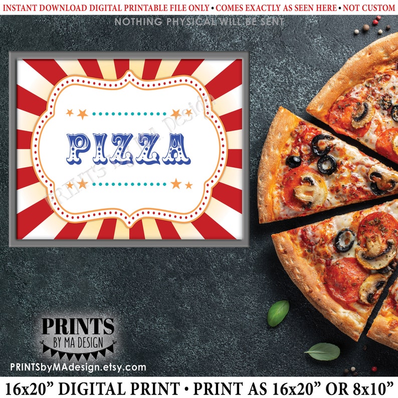 Pizza Carnival Food Sign Pizza Party Carnival Theme Pizza - Etsy