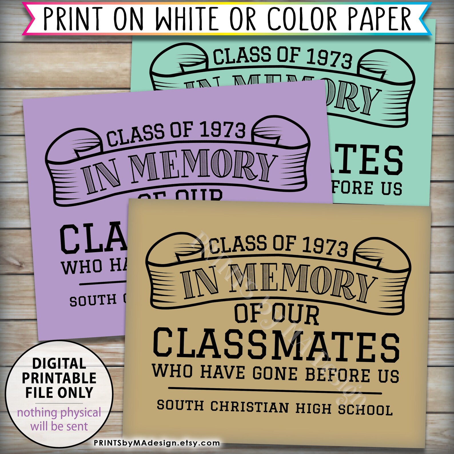 In Memory Sign for Reunion Memorial, in Memoriam of the Classmates Who ...