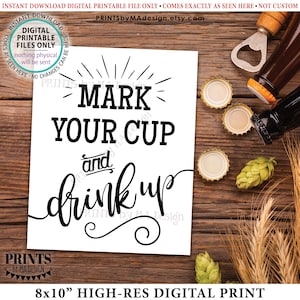 Mark Your Cup and Drink up Sign, Write Your Name on a Cup, PRINTABLE ...
