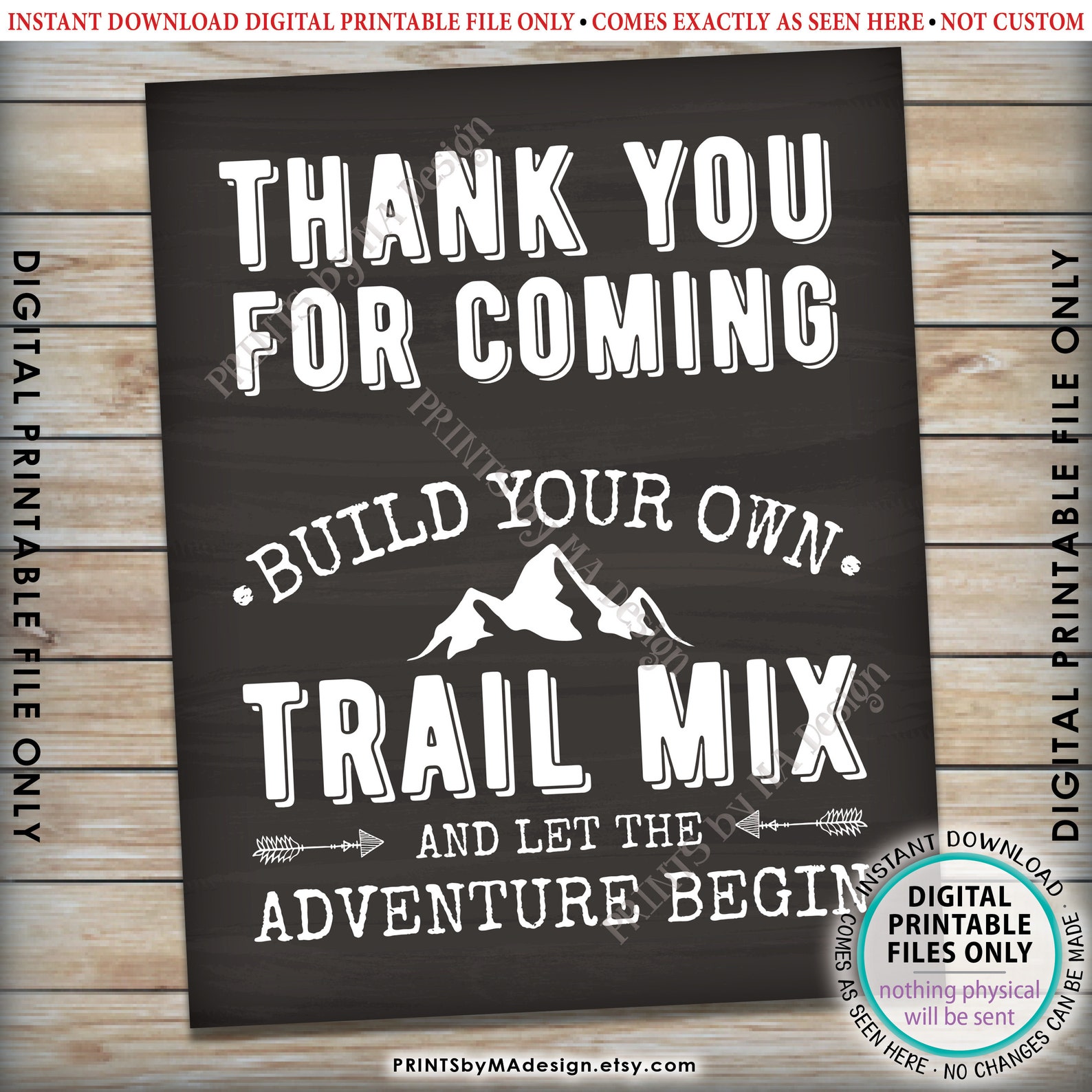 Trail Mix Sign Thank You for Coming Build Your Own Trail Mix - Etsy