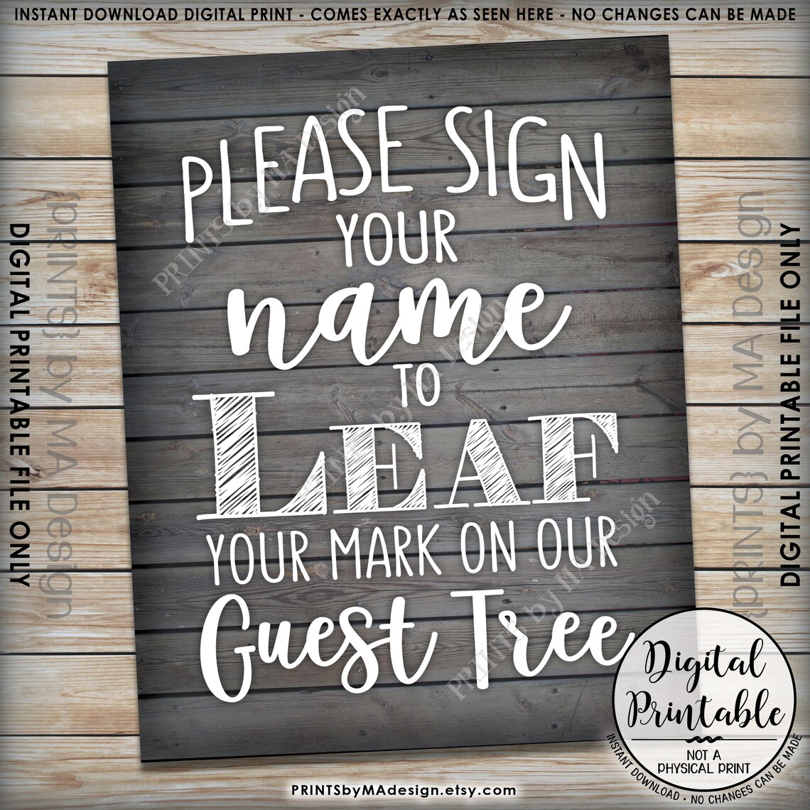 Sign a Leaf, Please Sign Our Wedding Guest Tree Sign, Guestbook ...