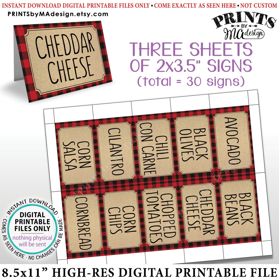 Chili Bar Labels, Lumberjack Chili Station, Build Your Own Bowl of ...