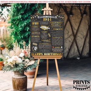 Back in the Year 1944 Birthday Sign, Flashback to 1944 Poster Board ...