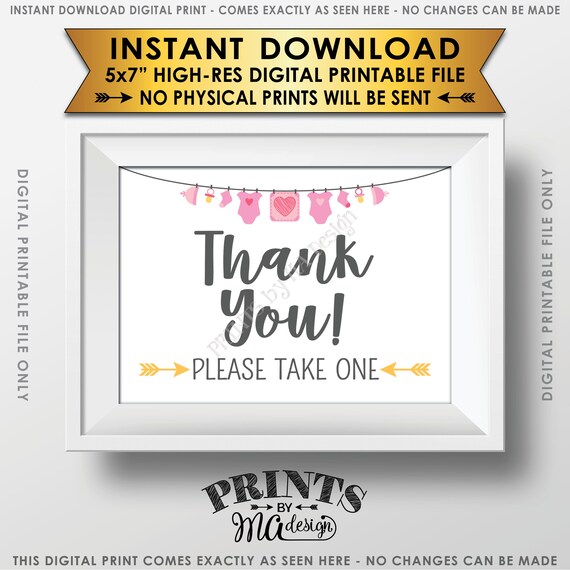 Thank You Sign Thank You Please Take One Favors Sign Baby | Etsy