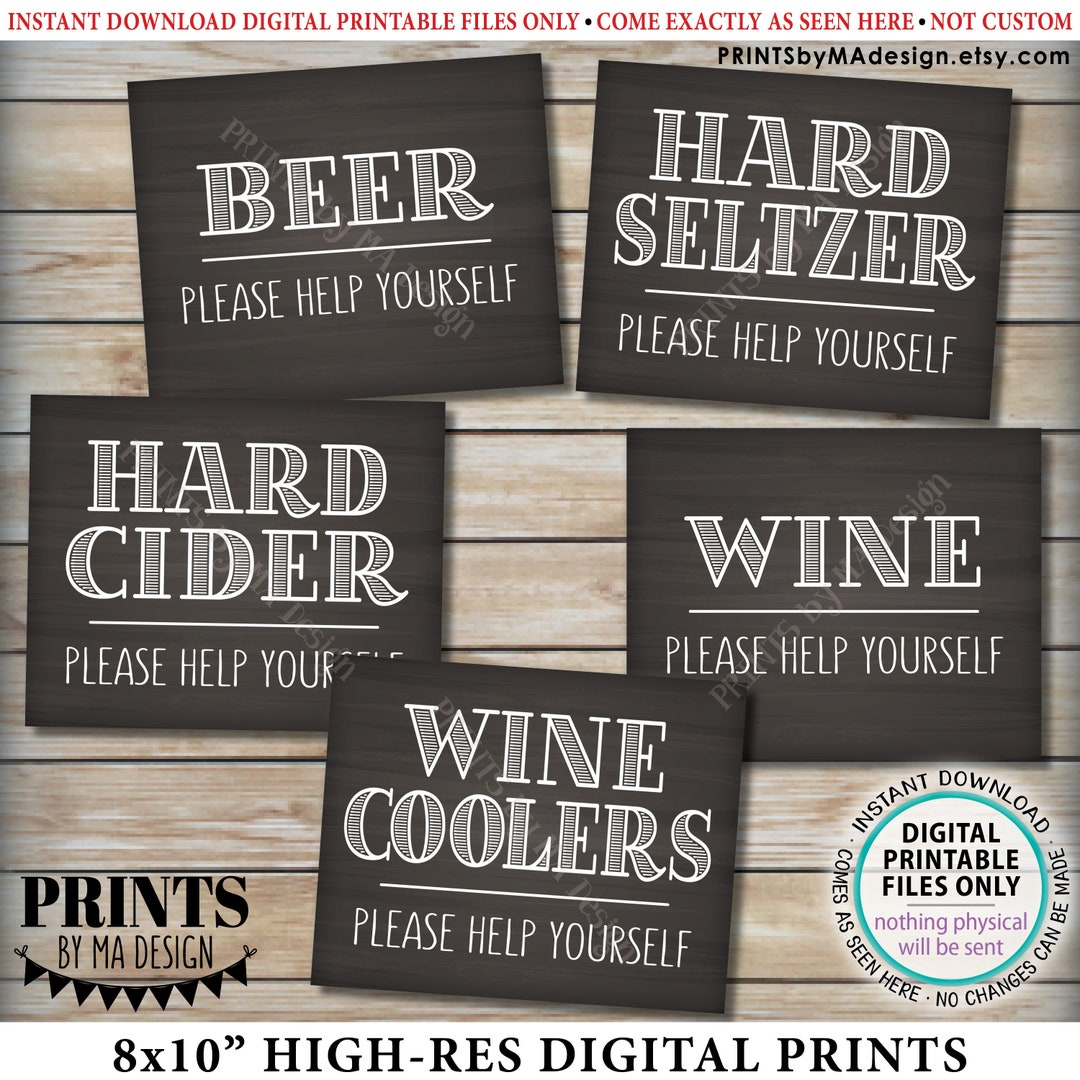 Beverage Signs, Please Help Yourself to Beer Wine Coolers Hard Seltzer ...