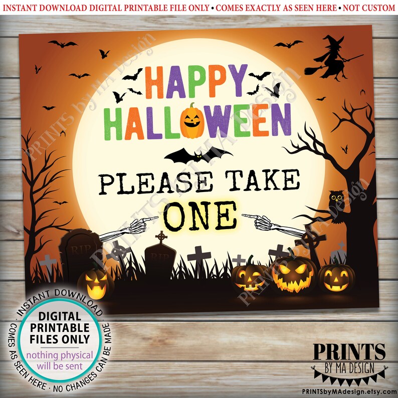 Please Take One Candy Sign Happy Halloween Trick-or-treat - Etsy