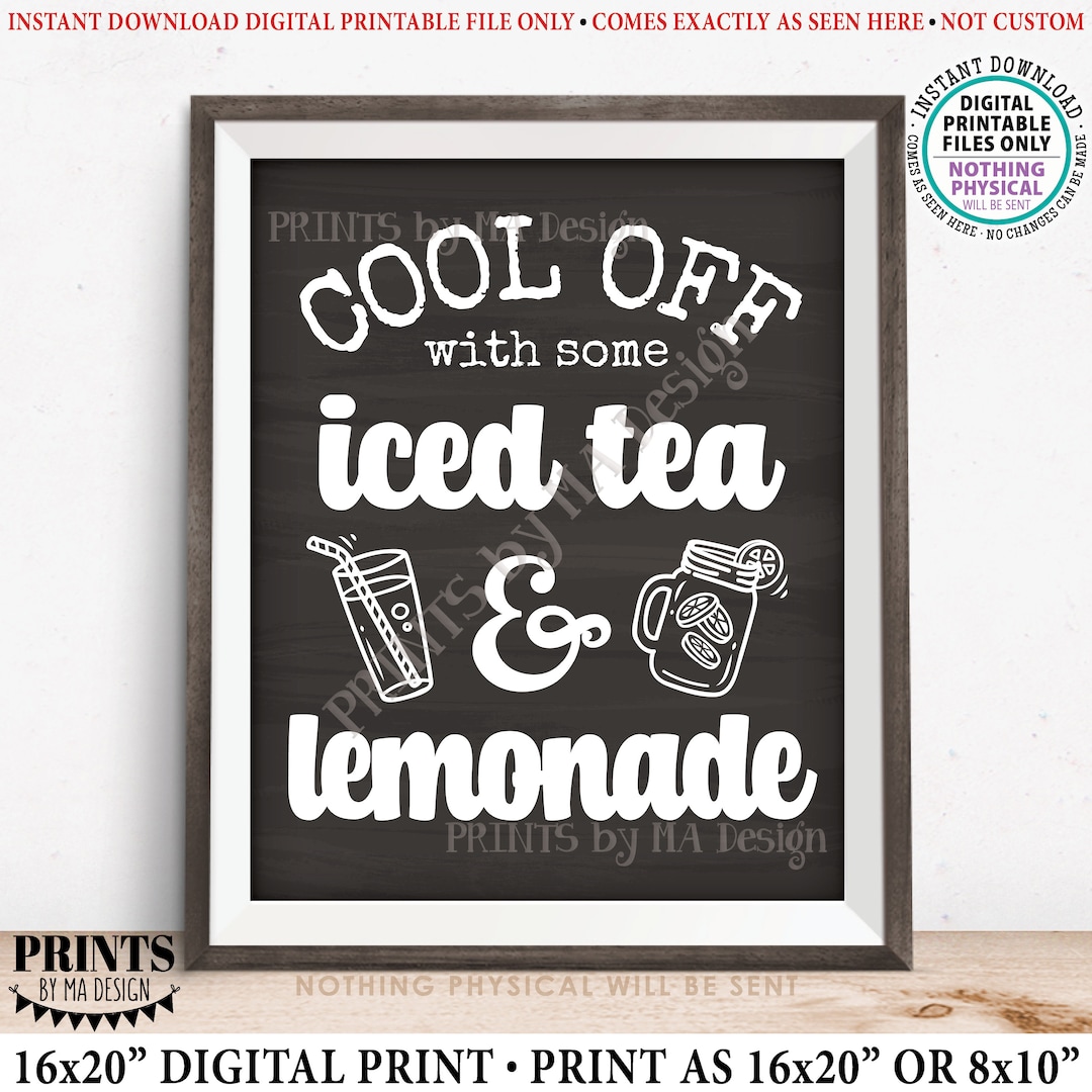 Iced Tea and Lemonade Sign, Cool off With Some Cold Beverages, Ice Tea ...