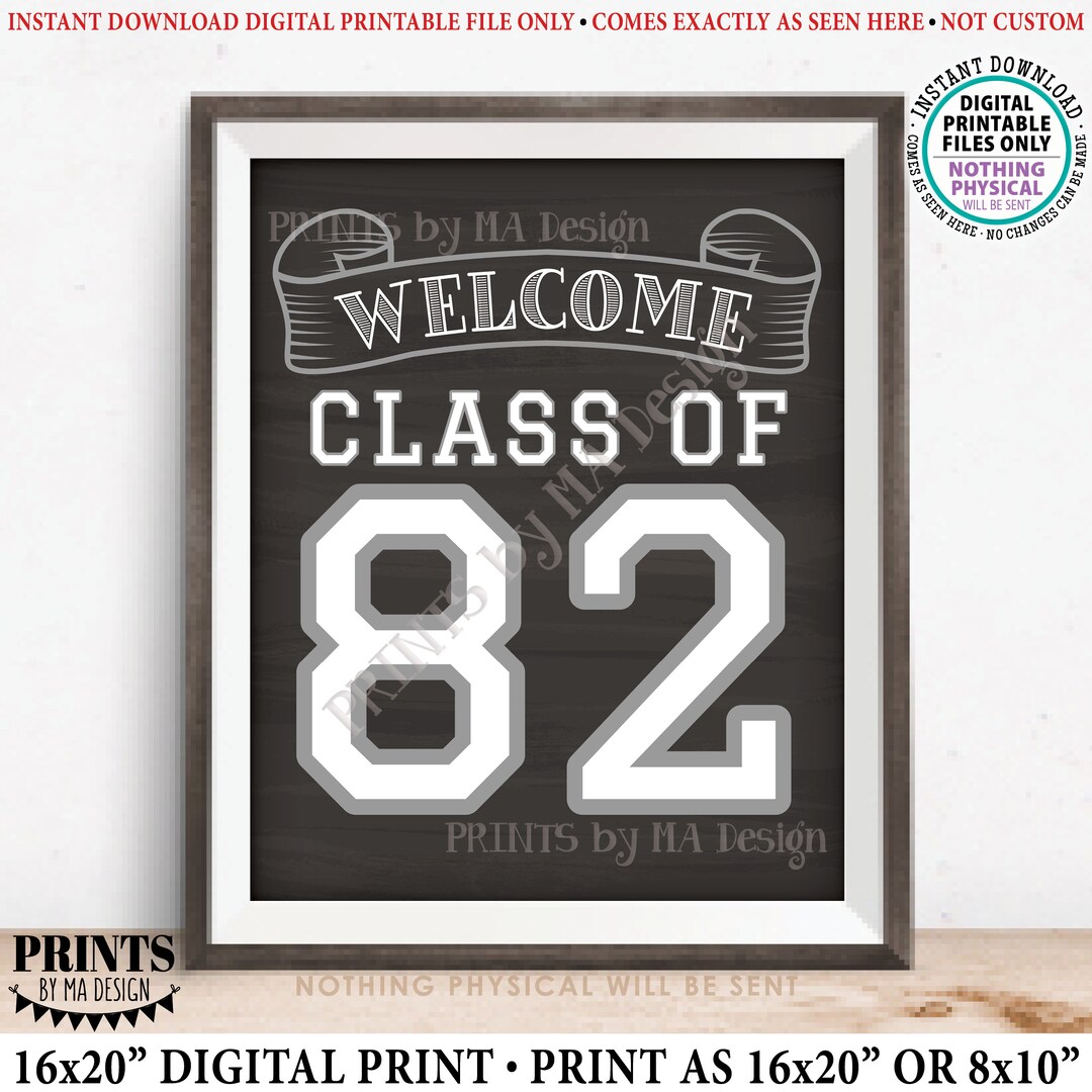 Class of 1982 Sign, Welcome Class of '82 Reunion Decoration, Chalkboard ...