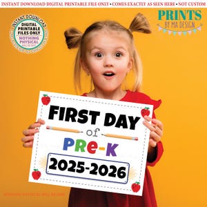 First Day of School Sign, Starting Pre-k, I'm a Preschooler, 2025-2026 ...